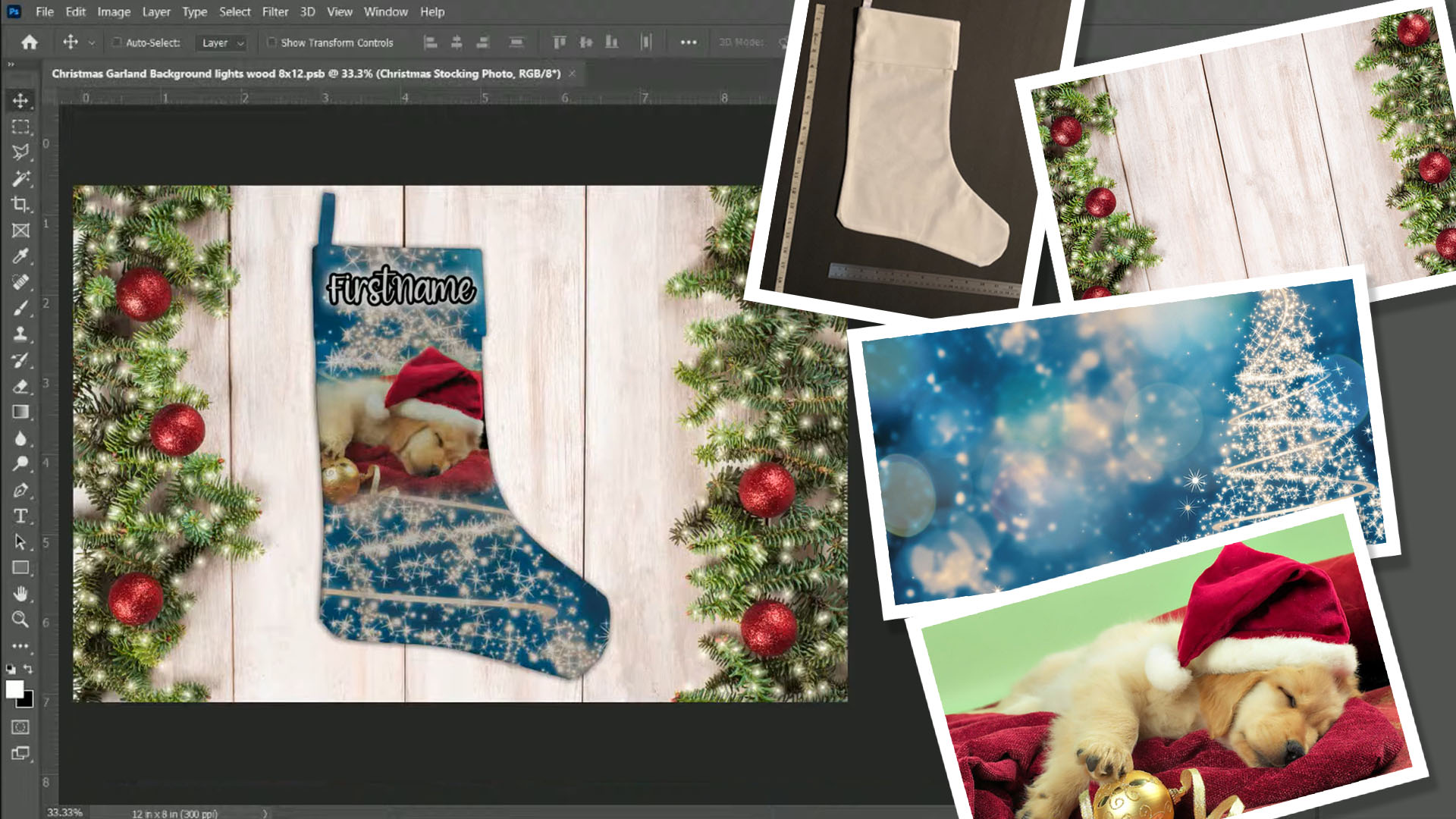 PSD-118: Make your own Mock up Christmas Stocking | Photoshop Template 118