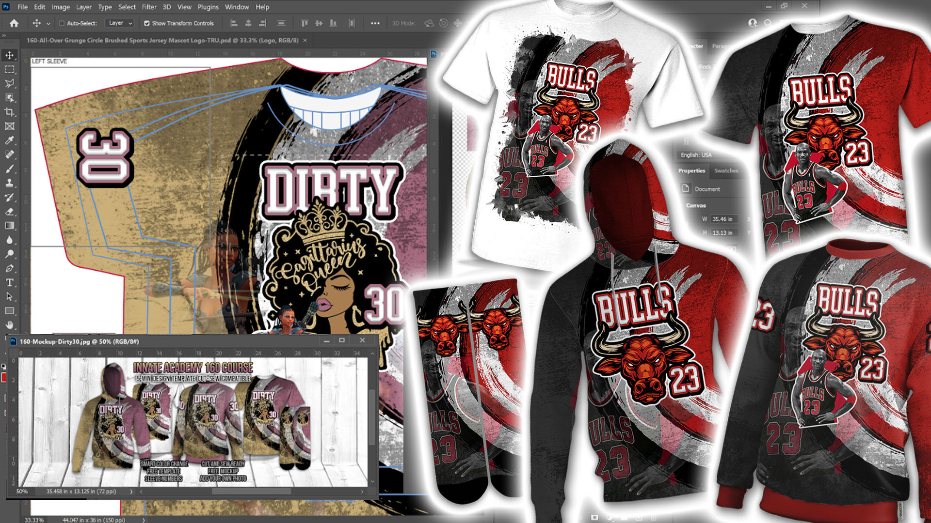 PSD-160: All-Over Grunge Circle Brushed Sports Jersey Mascot Logo ...