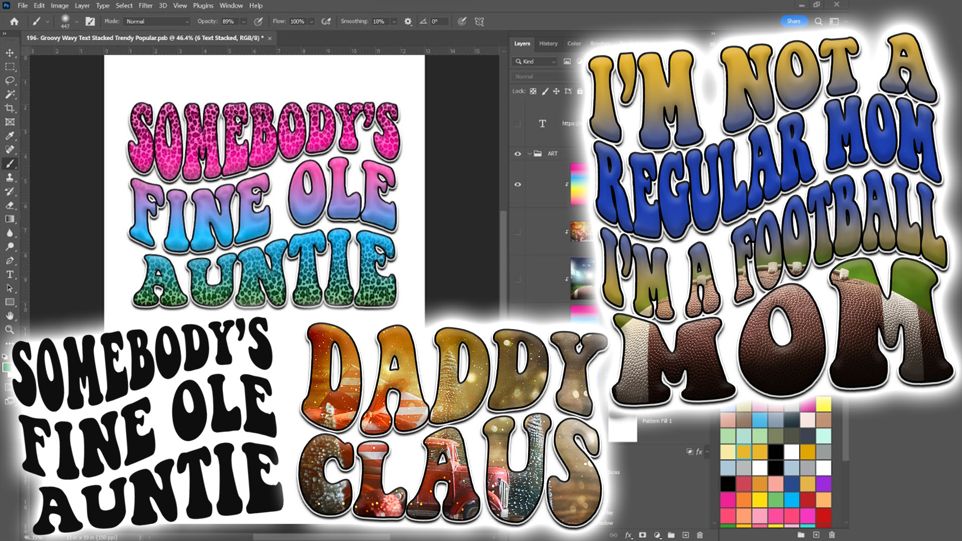 PSD-196: Groovy Wavy Text Stacked Trendy Popular Keep on Truckin Font ...