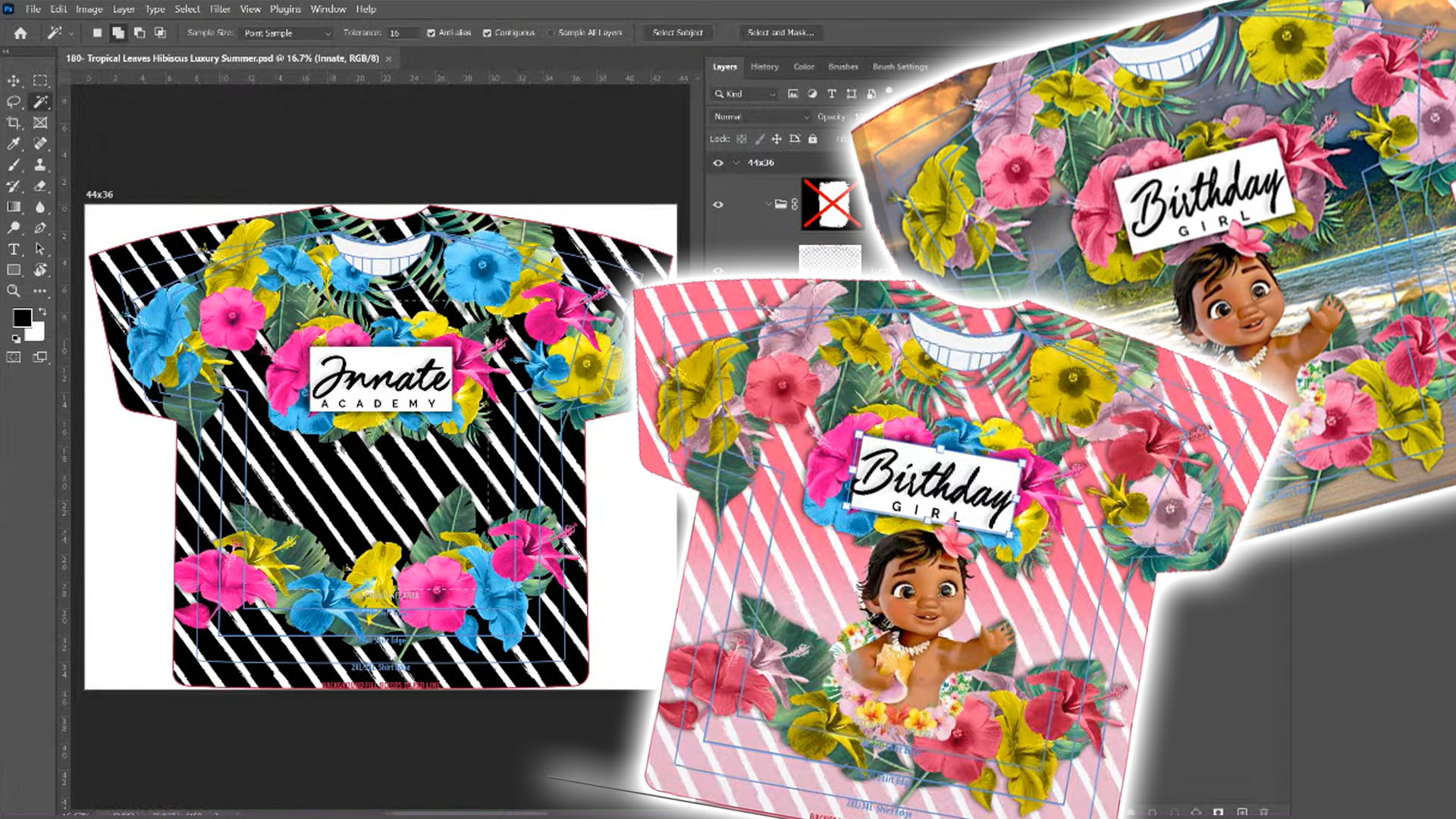 PSD-180: Tropical Leaves Hibiscus Luxury Summer | Photoshop Template 180