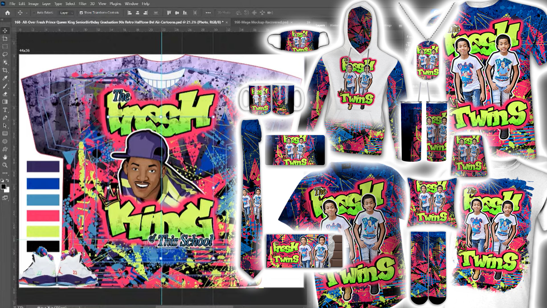 PSD-168: All-Over Fresh Prince Queen King Senior Birthday Graduation ...